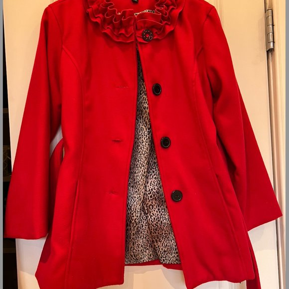 Amy Byer | Jackets & Coats | Red Ruffled Collar Jacket With Removable ...